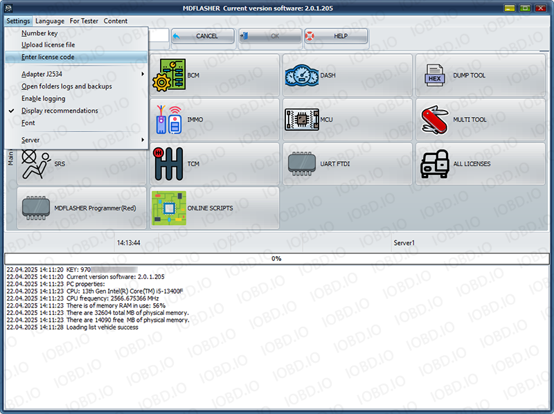 Installation and activation MDflasher